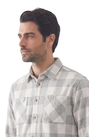 REPORT COLLECTION Check Flannel Button Up Shirt - 70 Grey