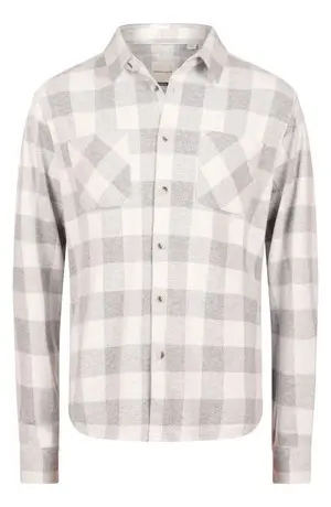 REPORT COLLECTION Check Flannel Button Up Shirt - 70 Grey