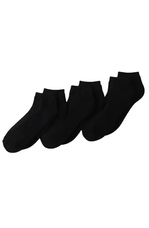 LANDS' END 3-pack Soft Viscose Half Cushion Quarter Socks - Black