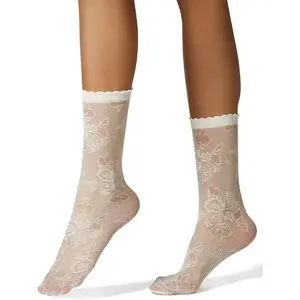 STEMS Margaux Floral Lace Crew Socks - Ivory