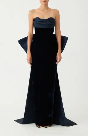 SAU LEE Tiffany Satin & Velvet Gown