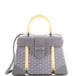 Goyard Saigon Top Handle Bag Coated Canvas With Leather Mm - Grey