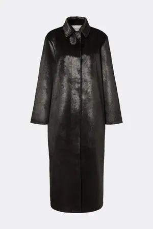 MALINA Phoebe Faux Pony Hair Long Coat