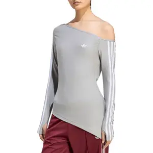 ADIDAS ORIGINALS Asymmetric One-shoulder Top Greyheather