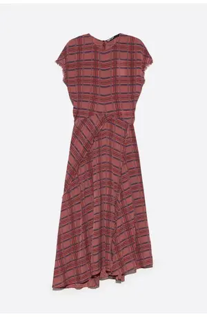Bimba Y Lola Checked Fluid Midi Dress With Flare