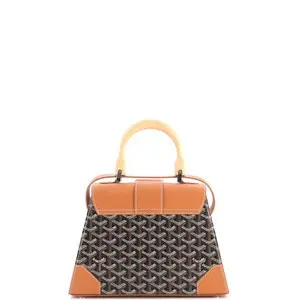 Goyard Saigon Top Handle Bag Coated Canvas With Leather Pm