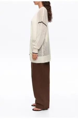 Bimba Y Lola Long Mohair Cardigan With Contrast Trim