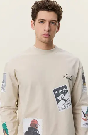 LES DEUX Stamp Graphic Long Sleeve T-shirt