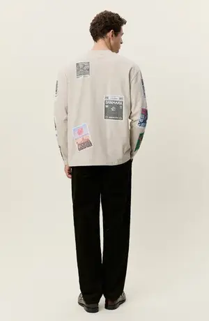 LES DEUX Stamp Graphic Long Sleeve T-shirt