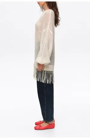 Bimba Y Lola Mohair Sweater With Fringe Hem
