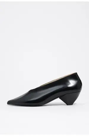 Bimba Y Lola Leather Mid-heel Court Shoe - Black