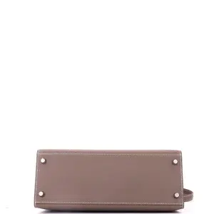 Hermès Kelly Handbag Epsom With Palladium Hardware 28 - Grey