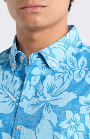 Reyn Spooner Costa Rica Floral Print Button-down Shirt - Light Blue