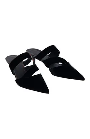 Balmain Velvet And Printed Patent Leather Mules