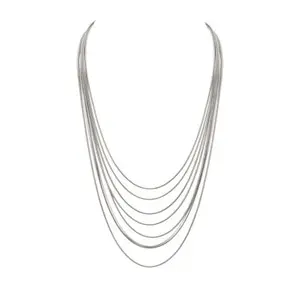 MADISON BEVERLY HILLS Vintage 1970s Tone 8 Strand Snake Chain Necklace - Silver