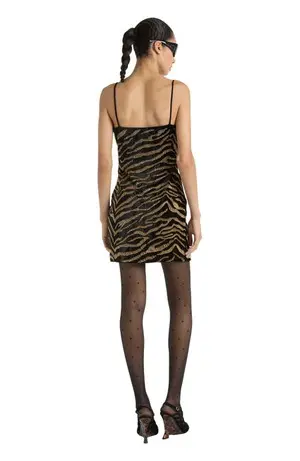 Balmain Velvet Dress With Tiger Embroidery