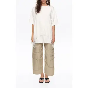 Bimba Y Lola Lace Ruffle Oversized T-shirt - White