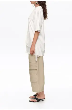 Bimba Y Lola Lace Ruffle Oversized T-shirt