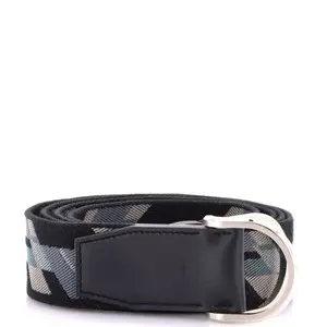 Hermès Double D Ring Belt Printed Canvas And Leather - Grey