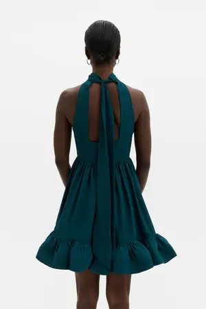 MALINA Fern Halterneck Ruffled Midi Dress