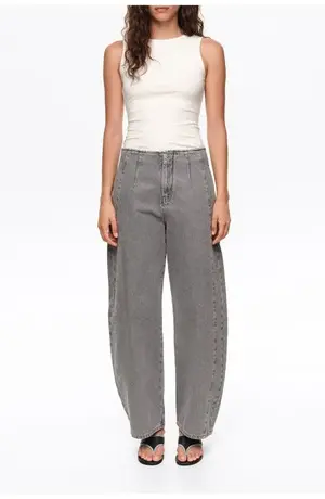 Bimba Y Lola Barrel Denim Trousers With Buckle