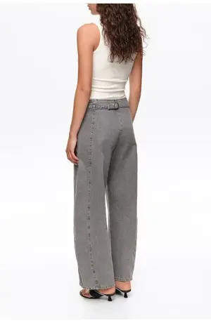 Bimba Y Lola Barrel Denim Trousers With Buckle