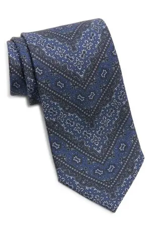 JACK VICTOR Paisley Silk Tie - Navy