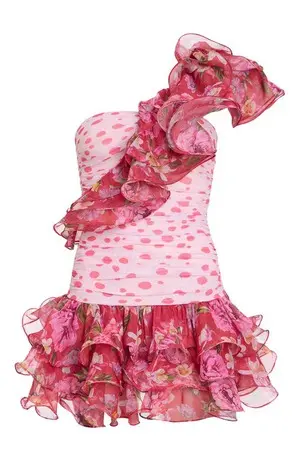 PatBO Peony Dots Ruffle Mini Dress