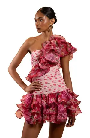 PatBO Peony Dots Ruffle Mini Dress