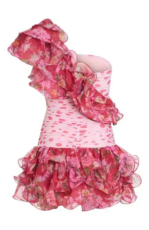 PatBO Peony Dots Ruffle Mini Dress