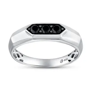 LUVMYJEWELRY Tora 0.3ct Hexagon Black Spinel Ring 925 Silver - Sterling Silver