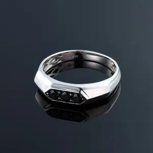 LUVMYJEWELRY Tora 0.3ct Hexagon Black Spinel Ring 925 Silver
