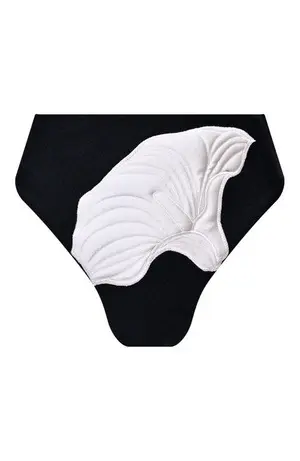 PatBO Selene Mesh Printed High Waist Bottom - Black