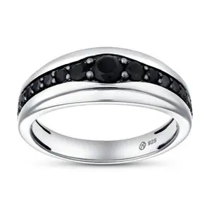 LUVMYJEWELRY Ren 1ct Diagonal Black Spinel Ring 925 Silver - Sterling Silver