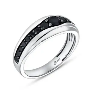 LUVMYJEWELRY Ren 1ct Diagonal Black Spinel Ring 925 Silver