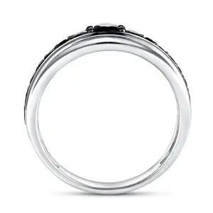 LUVMYJEWELRY Ren 1ct Diagonal Black Spinel Ring 925 Silver