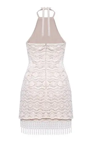 PatBO Crochet Bloom Halterneck Mini Dress