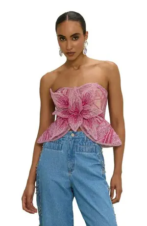 PatBO Amelia Embroidery Top - Pink