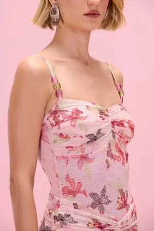 PatBO Orchid Bloom Chiffon Midi Dress