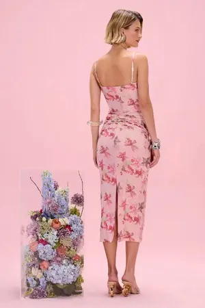 PatBO Orchid Bloom Chiffon Midi Dress
