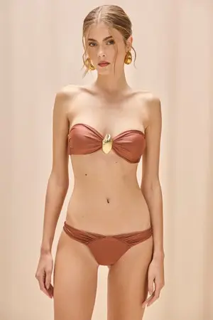 PatBO Golden Dune Lycra Seashell Bikini Bottom - Copper