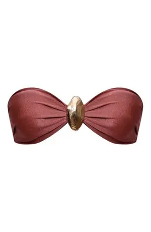 PatBO Golden Dune Lycra Seashell Bikini Top - Copper