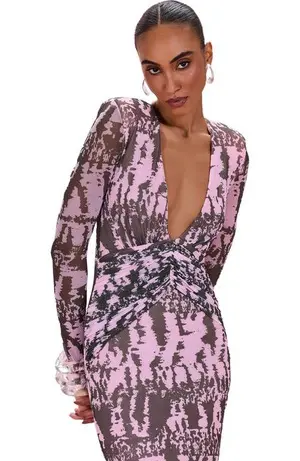 PatBO Botanic Stripe Plunge Maxi Dress