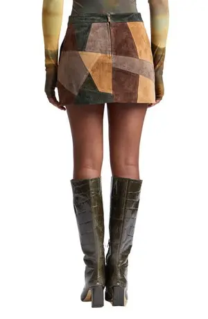 Avec Les Filles Patchwork Suede Miniskirt