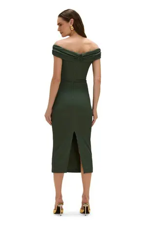 PatBO Hilda Knit Off Shoulder Midi Dress