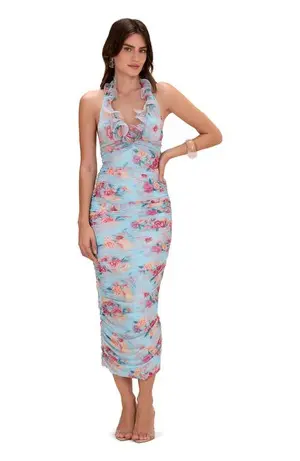 PatBO Flora Mist Midi Dress - Blue