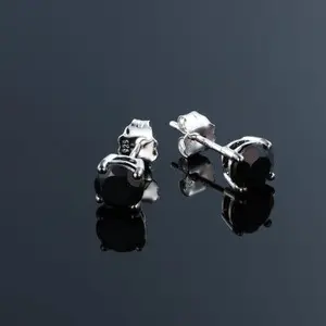 LUVMYJEWELRY Seki 0.95ct Round Black Spinel Stud Earrings 925 Silver