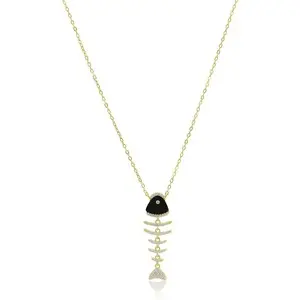 THE LOVERY FINE JEWELRY Fish Necklace - Onyx
