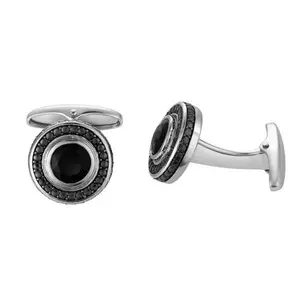 LUVMYJEWELRY Shogun 1.60ct Octagon Black Spinel Cufflinks 925 Silver