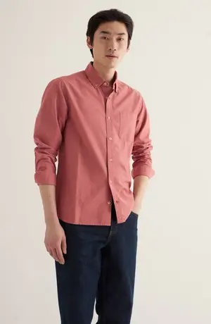 SEASALT CORNWALL Jenken Garment Dyed Organic Cotton Oxford Shirt - Rose Dew